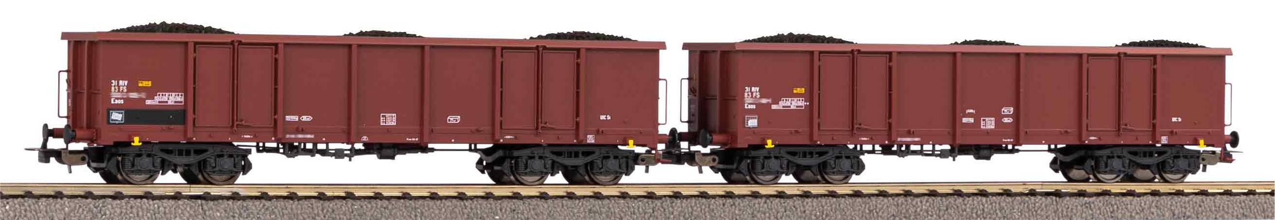 2er Set Offene Güterwagen Eaos FS V mit Kohleladung Modelleisenbahn ...
