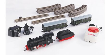 Starter Set Passenger Train DB with Steam loco + tender, PIKO A-Track w ...